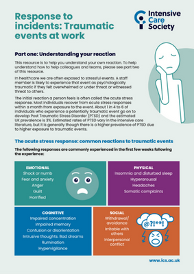 Intensive Care Society | Response after traumatic incidents: Part 2